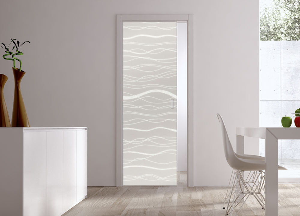 Classic 10mm Glass Pocket Door System Patterned AQUA – Eclisse